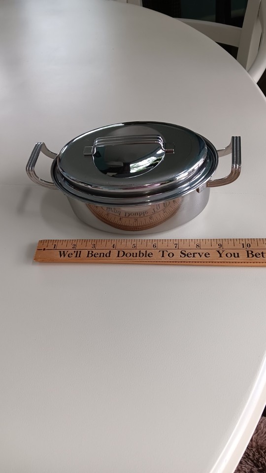 RETRO MCM VTG FLINT WARE By EKCO Roaster Stainless Steel Oval 10 X 6 ...