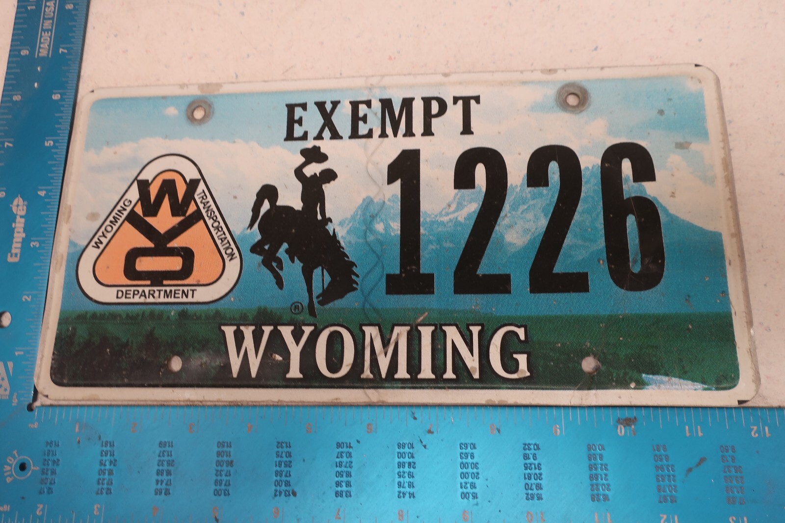 WYOMING EXEMPT DEPARTMENT TRANSPORTATION DOT BUCKING BRONCO LICENSE ...