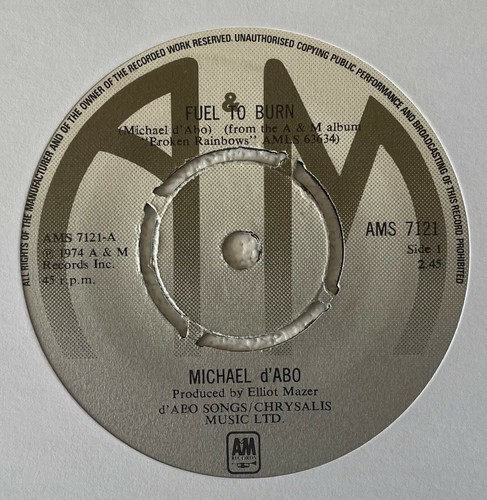 MIKE / MICHAEL D'ABO ~ FUEL TO BURN / HOLD ON SWEET DARLING ~ 1974 UK ...