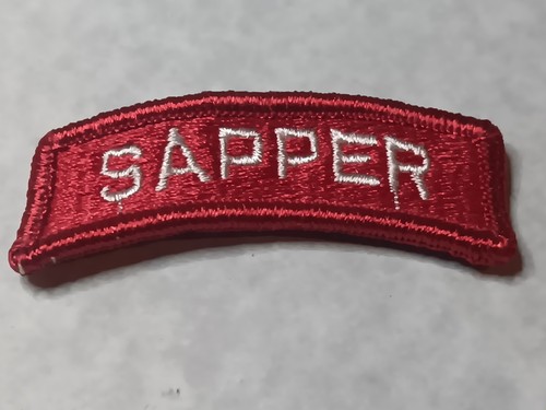 NOS Army SAPPER UNIFORM TAB, White on Red REGULATION 2.25" Sew On ...