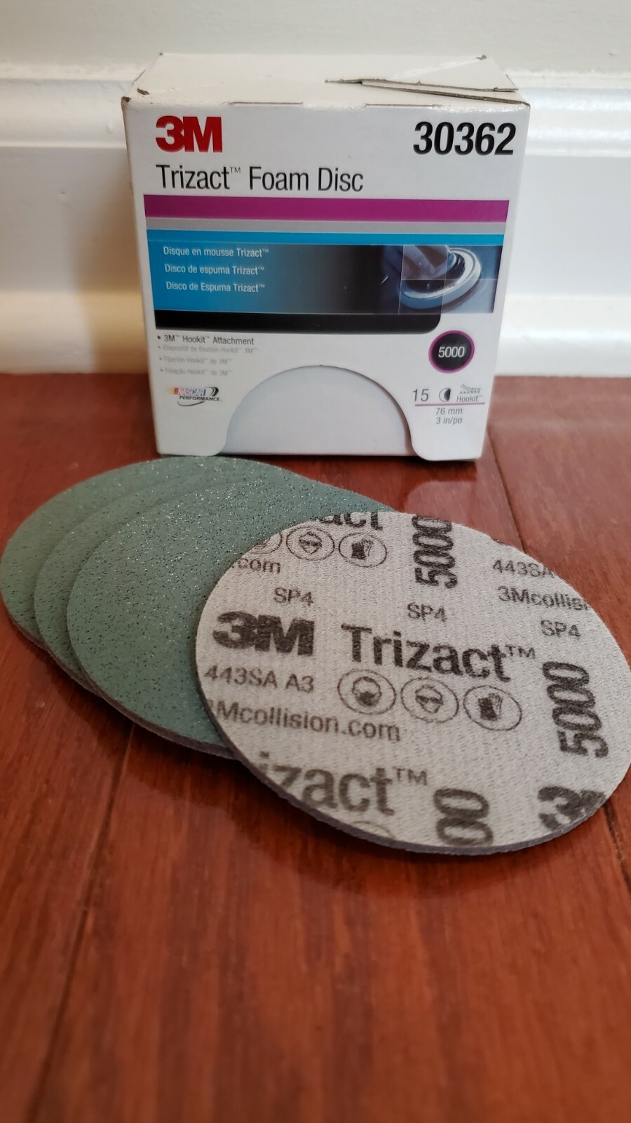3M #30362 Trizact Hookit Foam Discs, 3 inch, 5000 grit,(4 Sheets) Fast ...