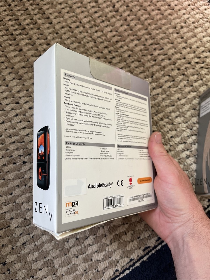 Creative Zen V 1GB Black And Orange Digital Media Player sealed ...