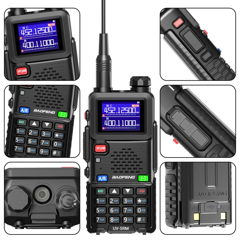 Baofeng UV-5RM Walkie Talkie 8W VHF UHF Multi-Bands 999Ch High Power ...
