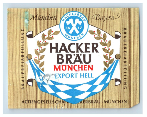 Vintage Hacker Brau Export Hell Lot Of 2 #5 German Beer Label Original ...