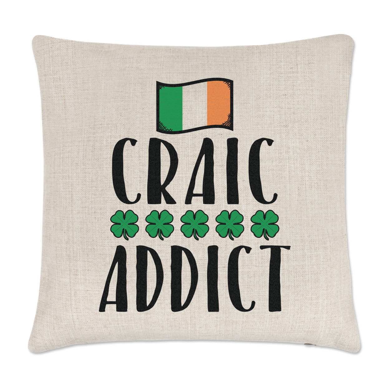 Craic Addict Linen Cushion Cover Pillow - Funny Ireland Irish Crack ...
