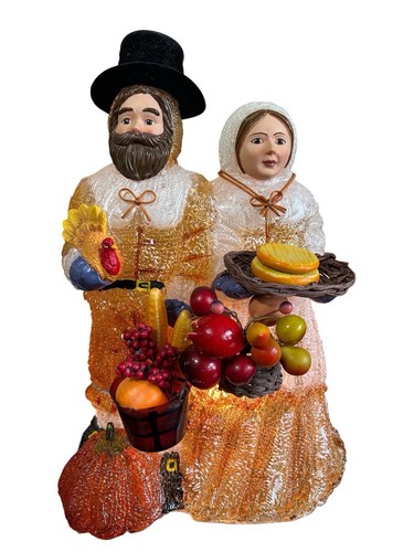 CRACKER BARREL Blow Mold Style Lamp Pilgrim Couple Thanksgiving Harvest ...