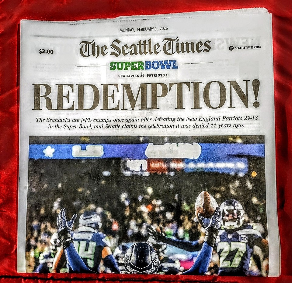 Seattle Seahawks (NFL) Superbowl LX 2026 Seattle Times Newspaper ...