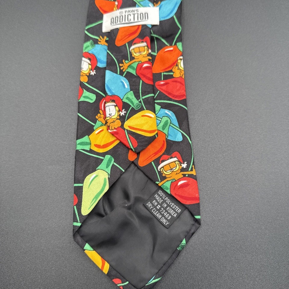 Vintage Garfield Christmas Neck Tie 90s Cartoon Paws Addiction | eBay