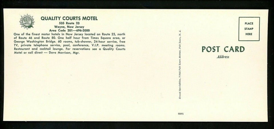 New Jersey NJ Oversized postcard Quality Courts Motel Wayne NJ | eBay