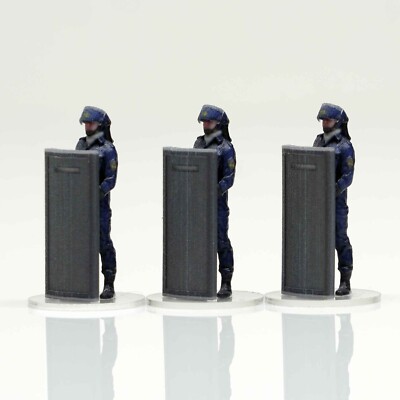 figreal 1/64 old Japanese Riot police officer set003painted figure x3 ...