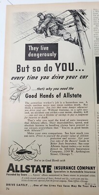 1951 Allstate Insurance telephone pole lineman vintage ad | eBay