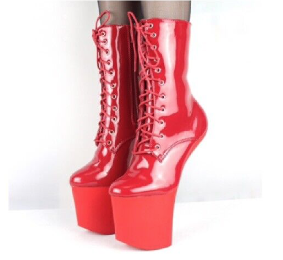 Heelless hoof play gothic lace-up platform ballet boots UK3-13 EU36-46 ...