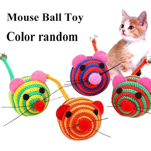 Tail with Bells Nylon Mouse Ball Cat Dog Interactive Bite Play Toy Pet ...