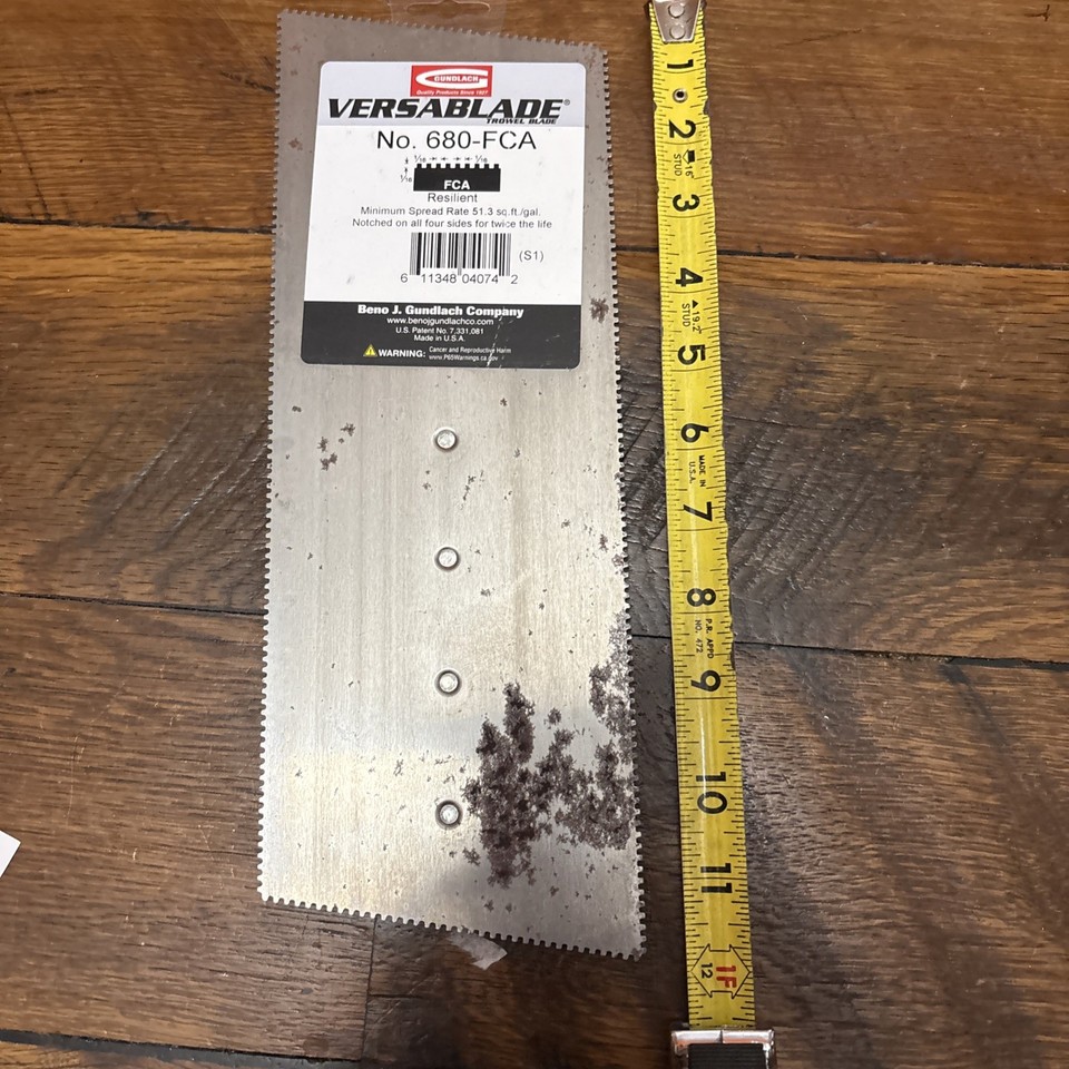 Gundlach 680-FCA Versablade Flooring Trowel Blade Made In USA Resilient ...