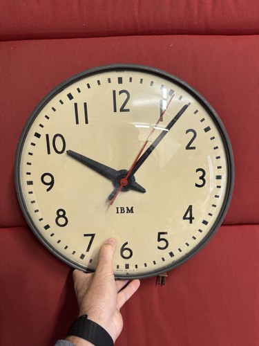 Vintage IBM Wall Clock 15” • Made in USA • Telechron Synchron • Runs ...