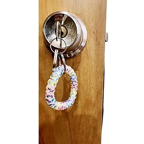 12 Pcs Wrist Coil Wrist Keychain Colorful Stretch Wristband Key Chain ...