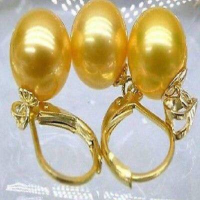 AAA+ 16mm south sea golden shell pearl earrings Pendant SET Silver ...