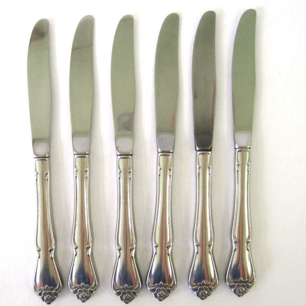 Oneida Arbor Rose Stainless Flatware 6 Dinner Knives True Rose 1881 ...