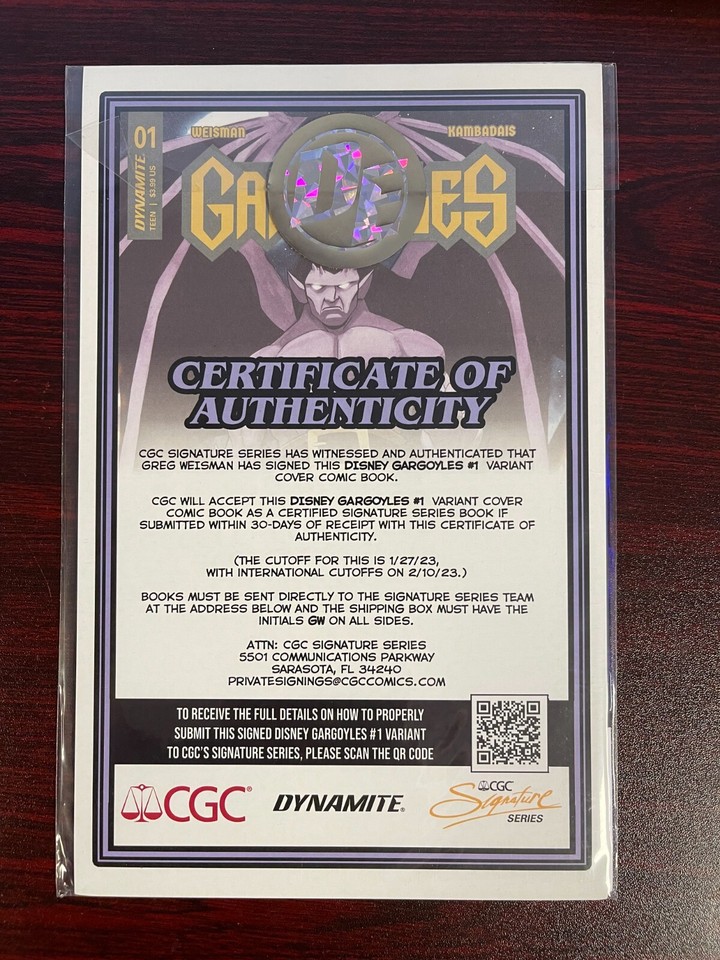GARGOYLES #1 (2022,DYNAMITE) 1:250 WEISMAN SIGNED VARIANT W CGC CERT | eBay