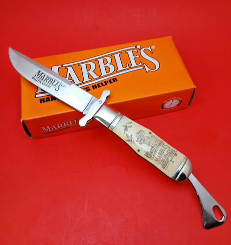 Marbles Safety Folding Bone Knife w/Scrimshaw MR203 | eBay