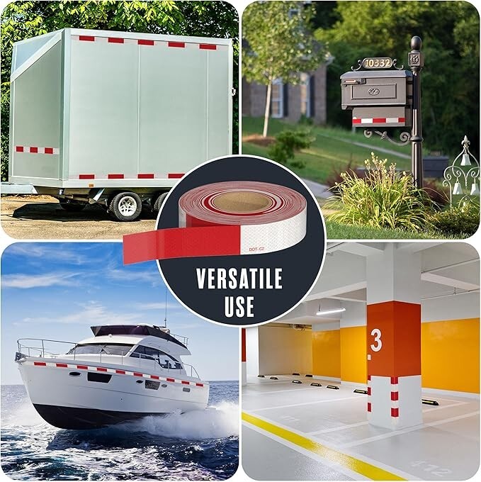 1 Roll-Conspicuity Tape DOT-C2 Approved Reflective Trailer Red White 2 ...