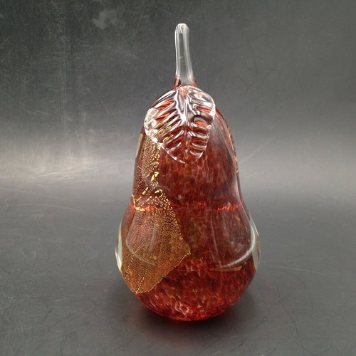 Art Glass Pear Paperweight David Lewin FTM Purple Gold Aventurine ...