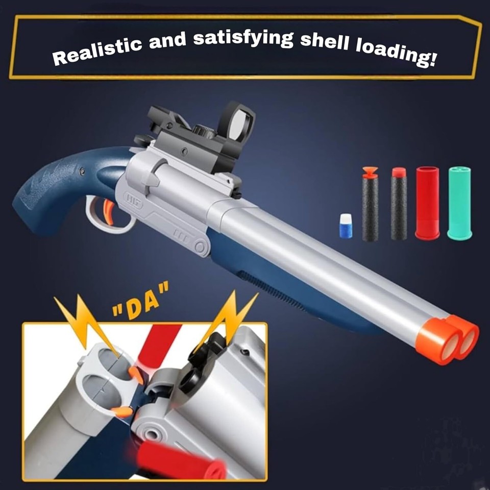 Toy Gun Foam Dart Shotgun Blaster Double Barrel Soft Bullet Toy Rifle ...