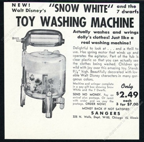 1948 Walt Disney Snow White Toy Washing Machine photo Sangers vintage ...