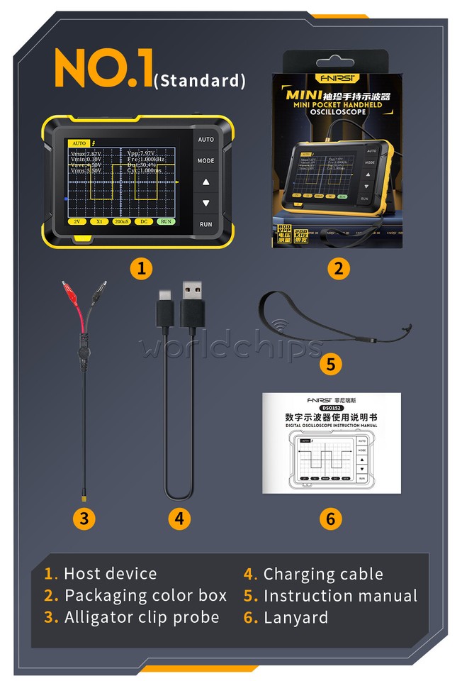 FNIRSI DSO152 Handheld Small Oscilloscope Type C Portable Digital ...