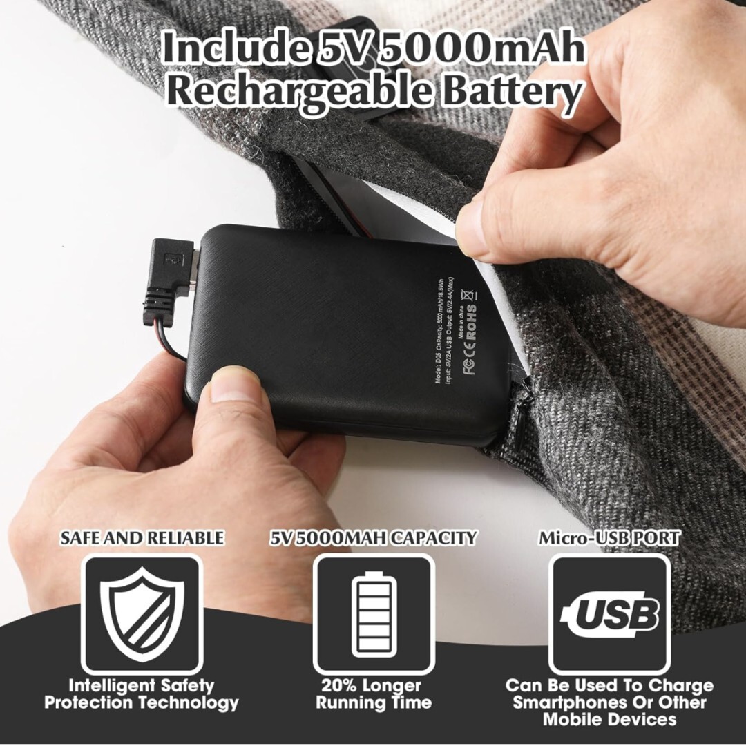 Heated Scarf for Women Rechargeable Neck Warmer, Scarves for Men Winter ...