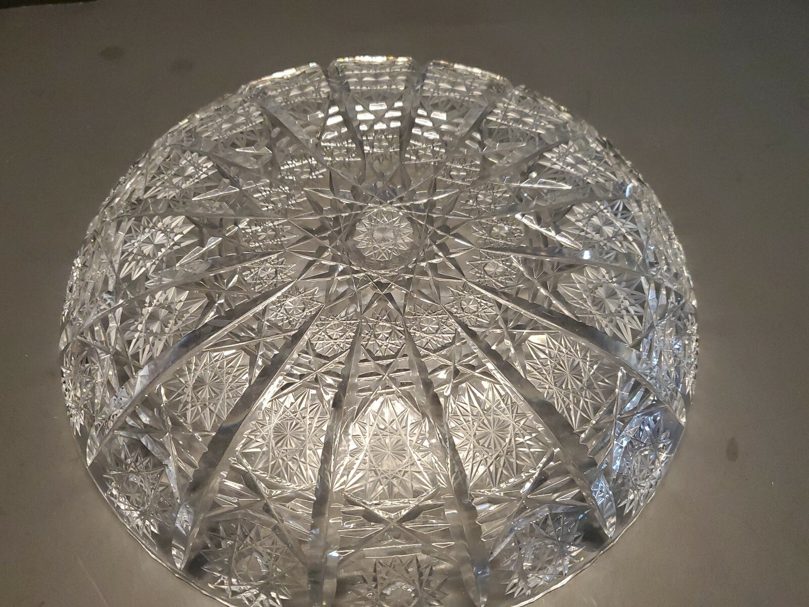 Bohemian Czech Vintage Crystal 12" Round Low Bowl Hand Cut Queen Lace ...