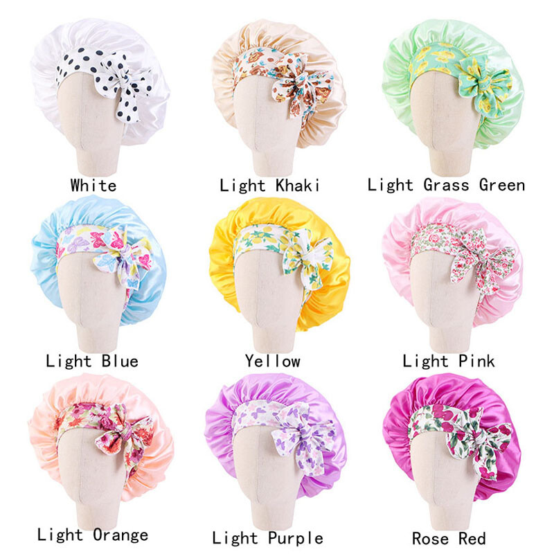 Girls Kids Satin Turban Sleep Night Cap Hair Care Bonnet African Print ...