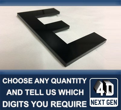 x1 4D Next Gen Laser Cut DIY Number Plate Characters Letter BLACK ...
