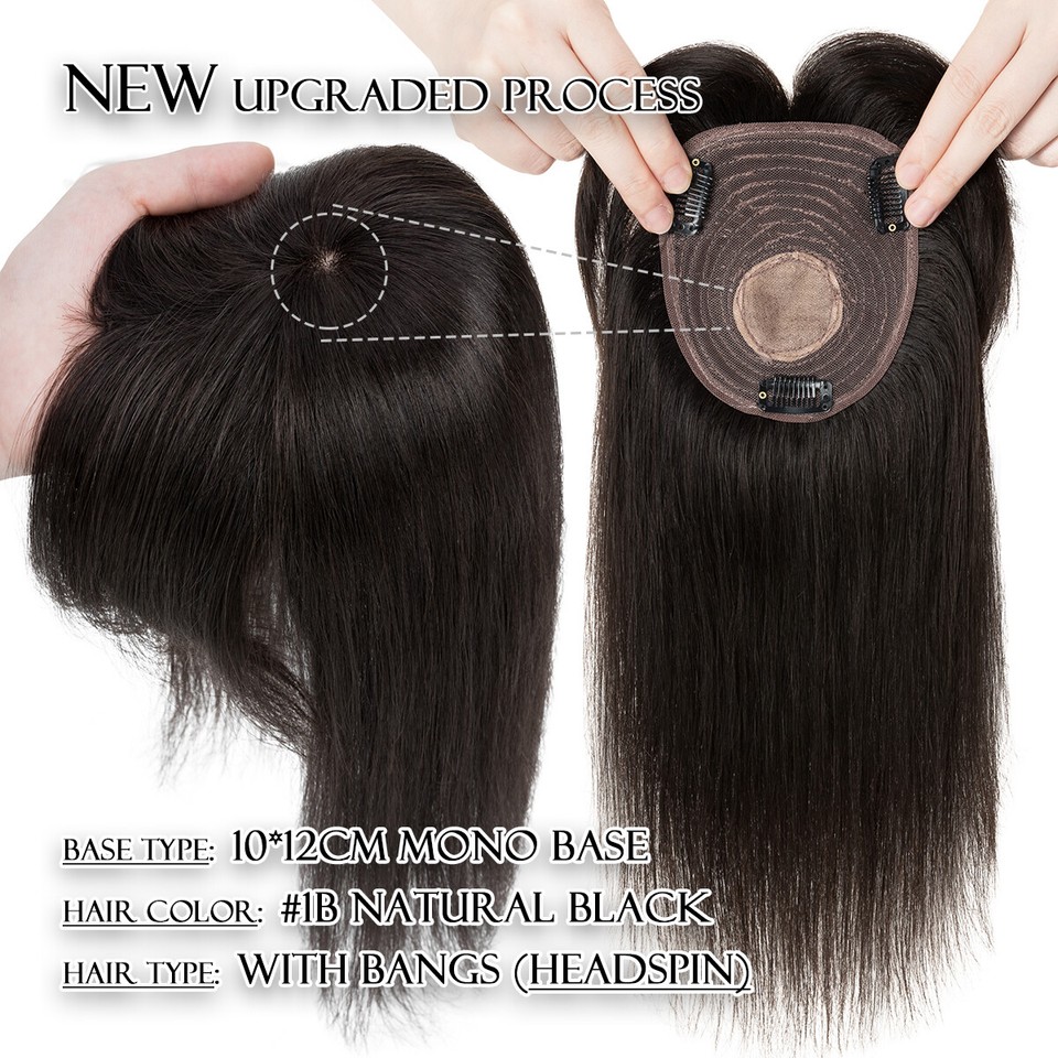 Women Hair Topper Toupee Clip in Hairpiece Top Hairpiece 100% Real ...