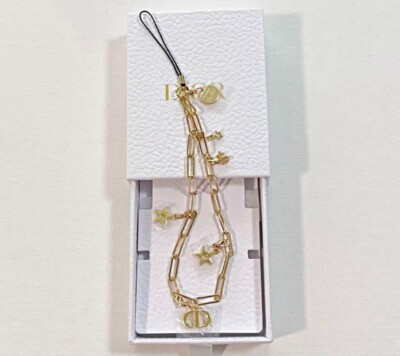 Dior Beauty CD Logo Star Charm Mobile Strap Gold Crystal Member Gift w ...