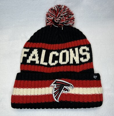 '47 Brand Atlanta Falcons Winter Beanie Hat Cap Pom NFL OSFM Red Black ...