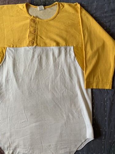 70S Xl Russell Gold Tag Transformed Henley Neck Cut And Sew Usa Vintage ...