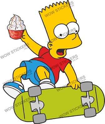 Bart Simpson holding Tub sticker trailer Ice Cream Van shop decal ...