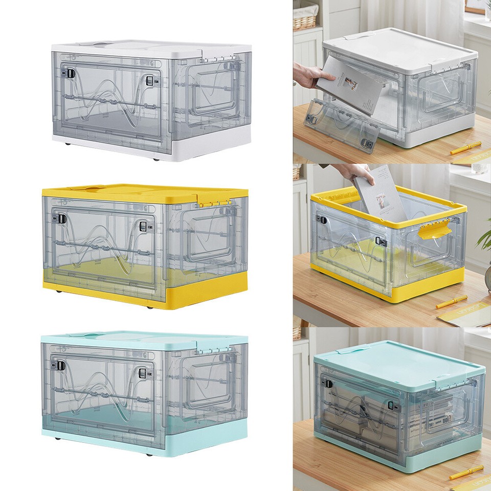 Large Folding Storage Box Plastic Collapsible Stackable Home Containers ...