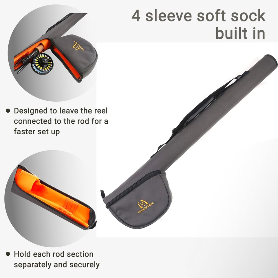 Fly Fishing Rod Case with Reel Pouch, Complete Rod Protection Bag, for ...