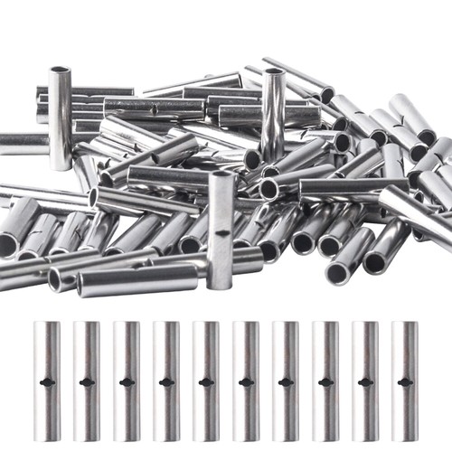 100Pcs Ferrule Crimp Wire Terminal Bare Copper Splice Butt Connectors ...