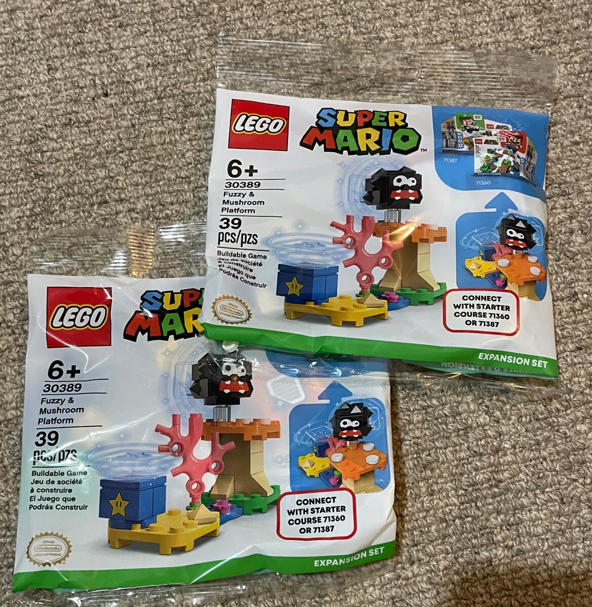 NEW LEGO 30389 Super Mario Fuzzy & Mushroom Platform X 2 Bags IN-HAND ...