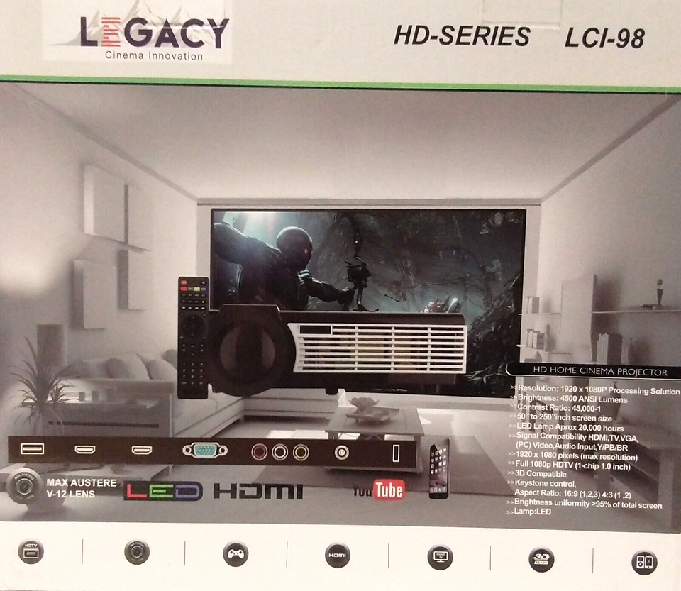 Legacy Cinema Innovation LCI-98 1080P 4k 3D LED HD Home Theater ...