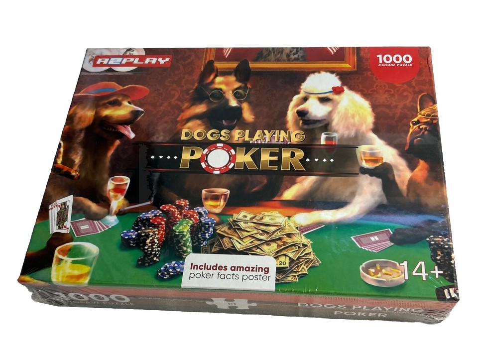 A2Play 1000 Piece Jigsaw Puzzle Dogs Playing Poker Includes Facts ...