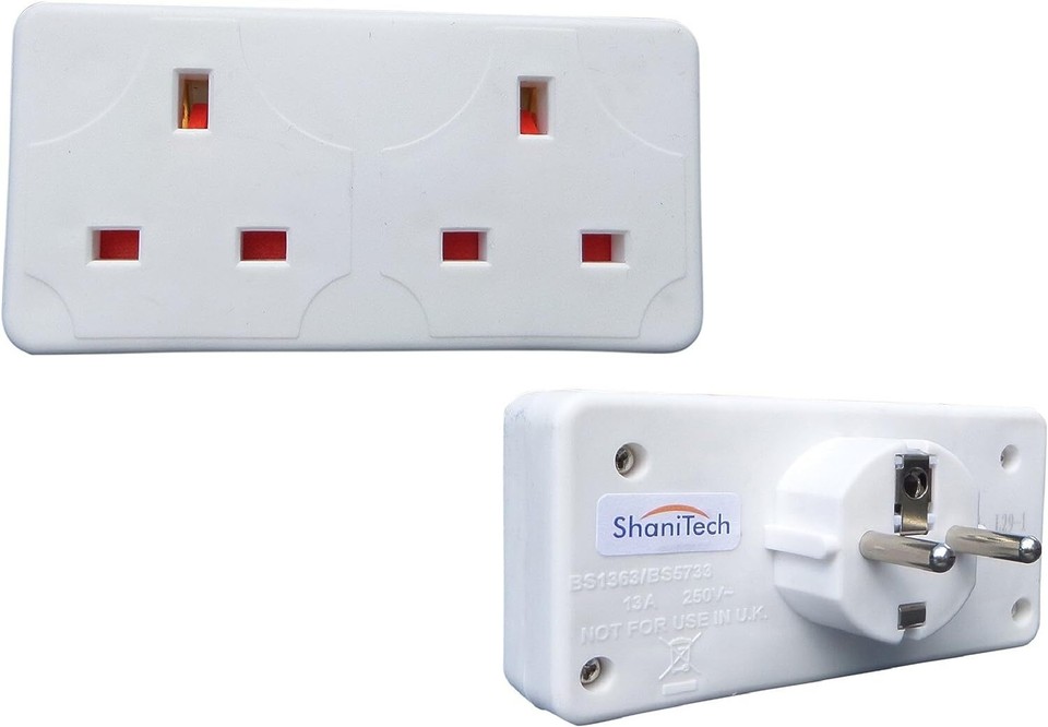 Travel Adaptor Extension Lead UK to EU Europe Spain France Adapter USB ...