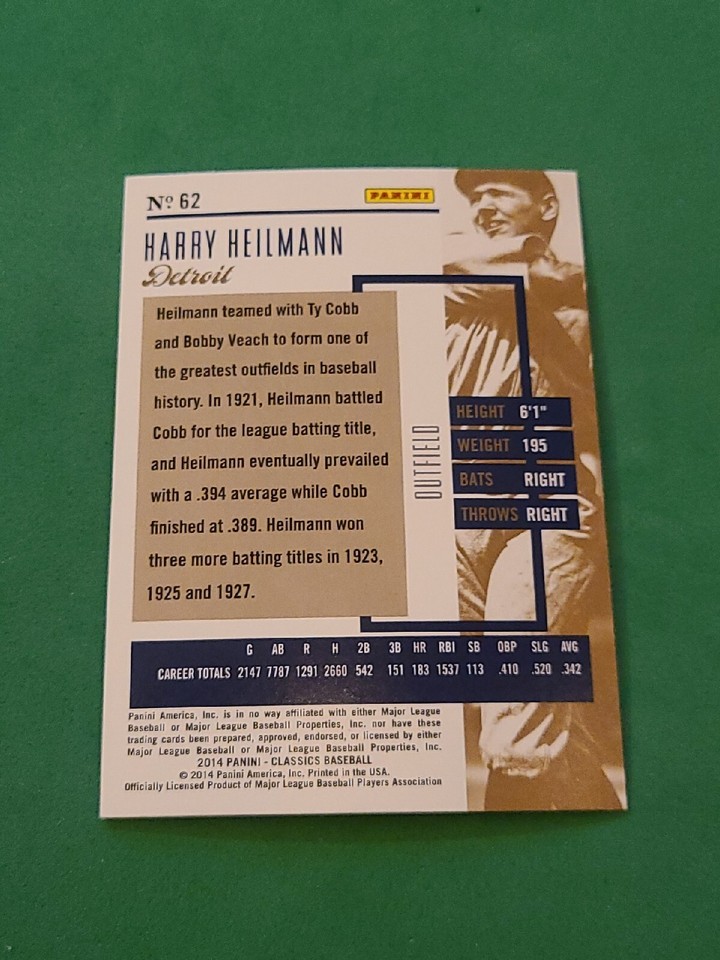 2014 Harry Heilmann Panini Classics #62 | eBay