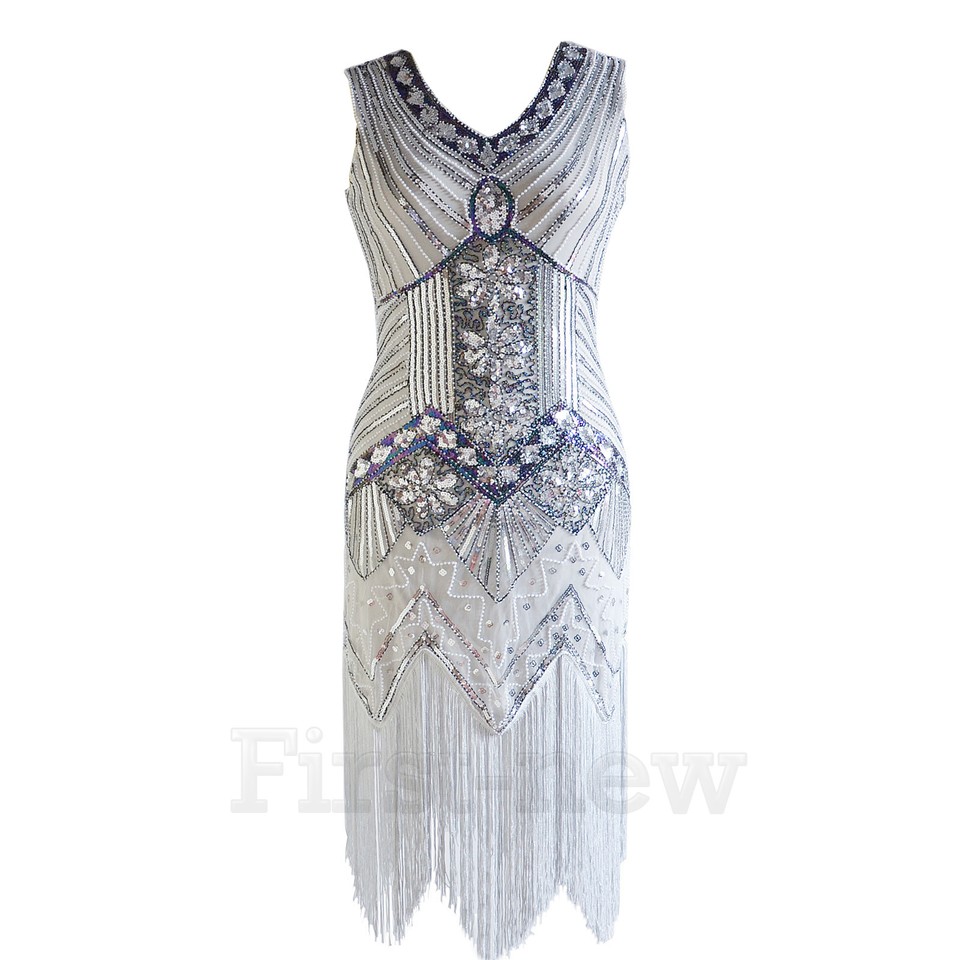 1920s Flapper Great Gatsby Vintage Dress Party Deco Beaded Sequin ...