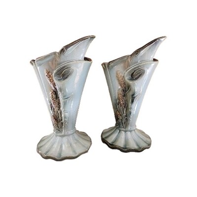 vntg x2 Hull Vase S-4 USA Parchment and Pine (Green Black) 10.25" Vases ...