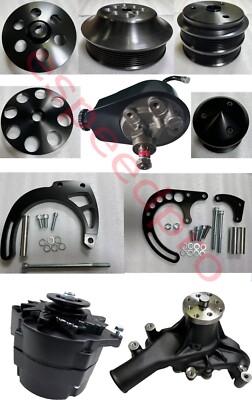 Black Small Block Chevy Serpentine System ALL INCLUSIVE 283 302 350 400 ...