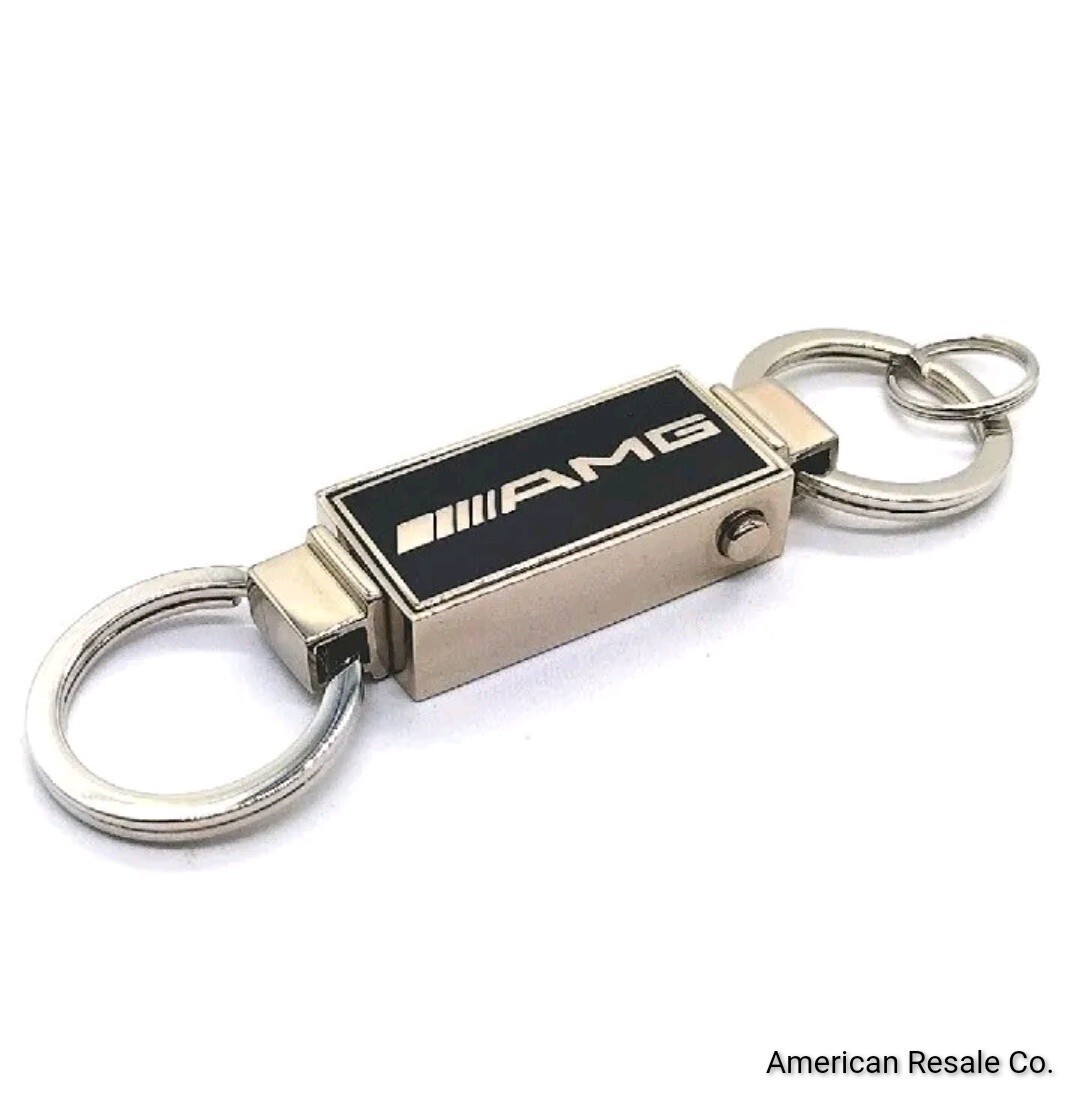 Black Mercedes Benz AMG Vintage Dual Keychain Fob Detachable for Valet ...